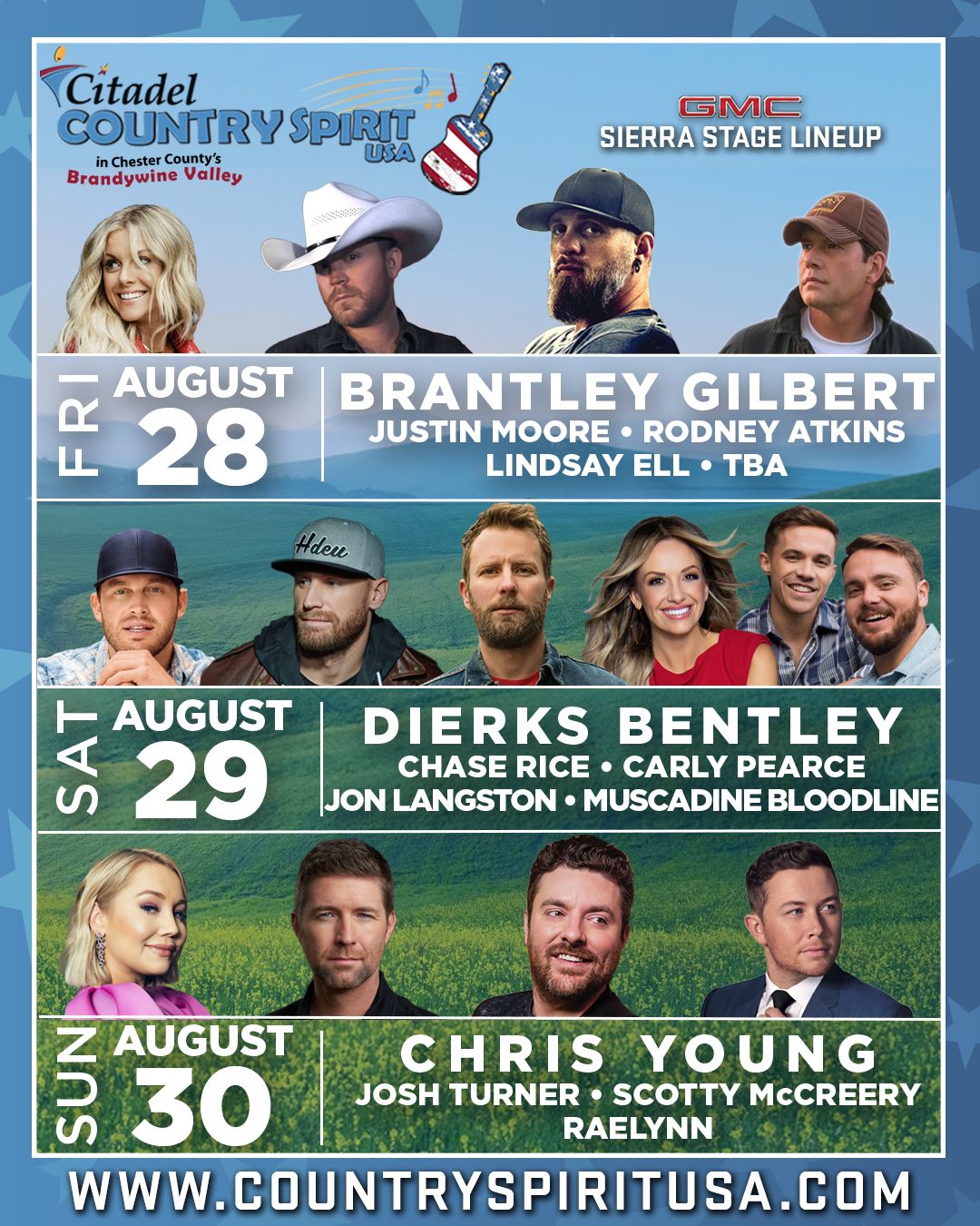GMC SIERRA STAGE LINEUP AND SCHEDULE ANNOUNCED - Citadel Country Spirit USA